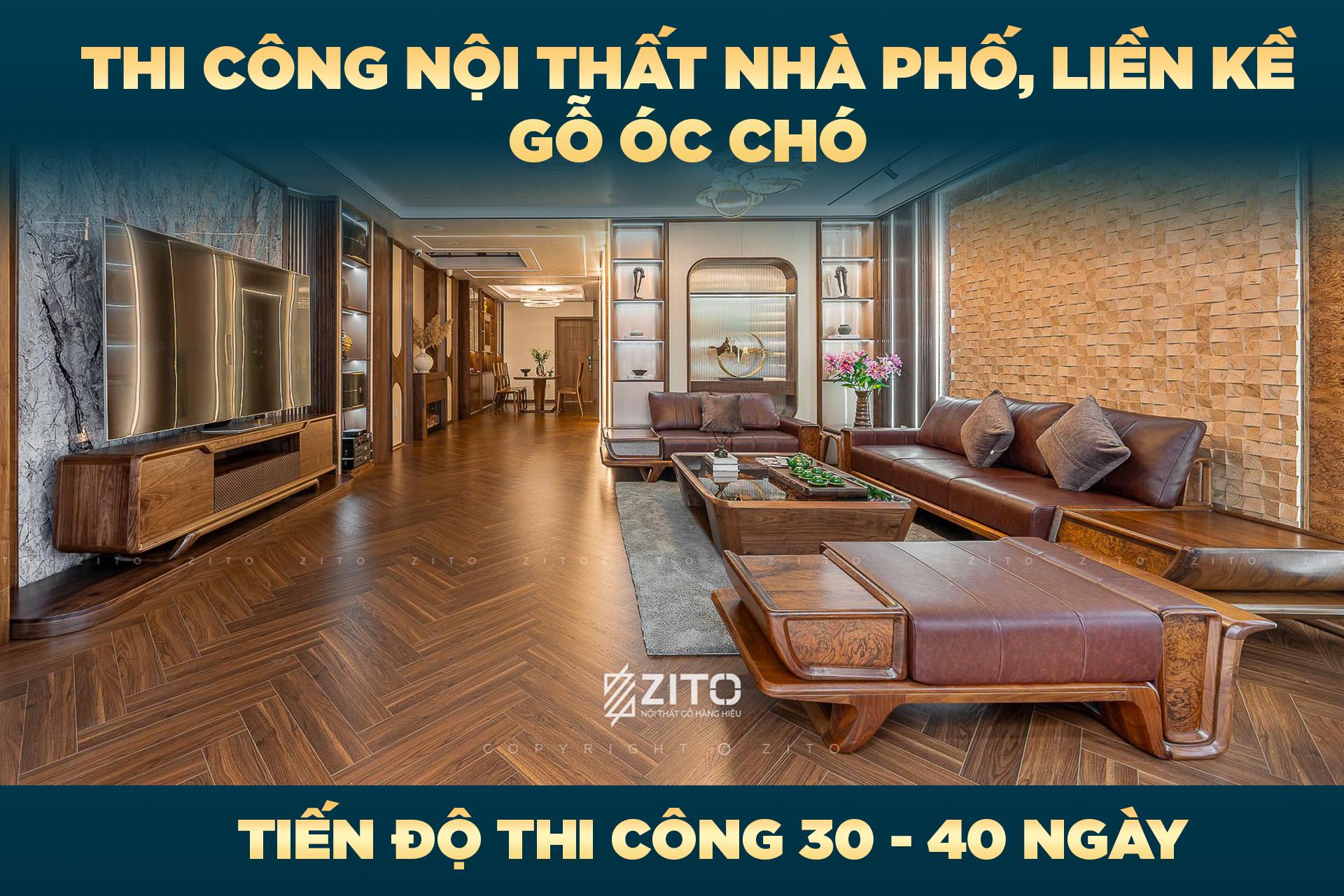 Gói Thi Công Nội Thất Nhà Phố - Liền Kề Gỗ Óc Chó - 5 mẫu mới nhất 2025 kèm báo giá